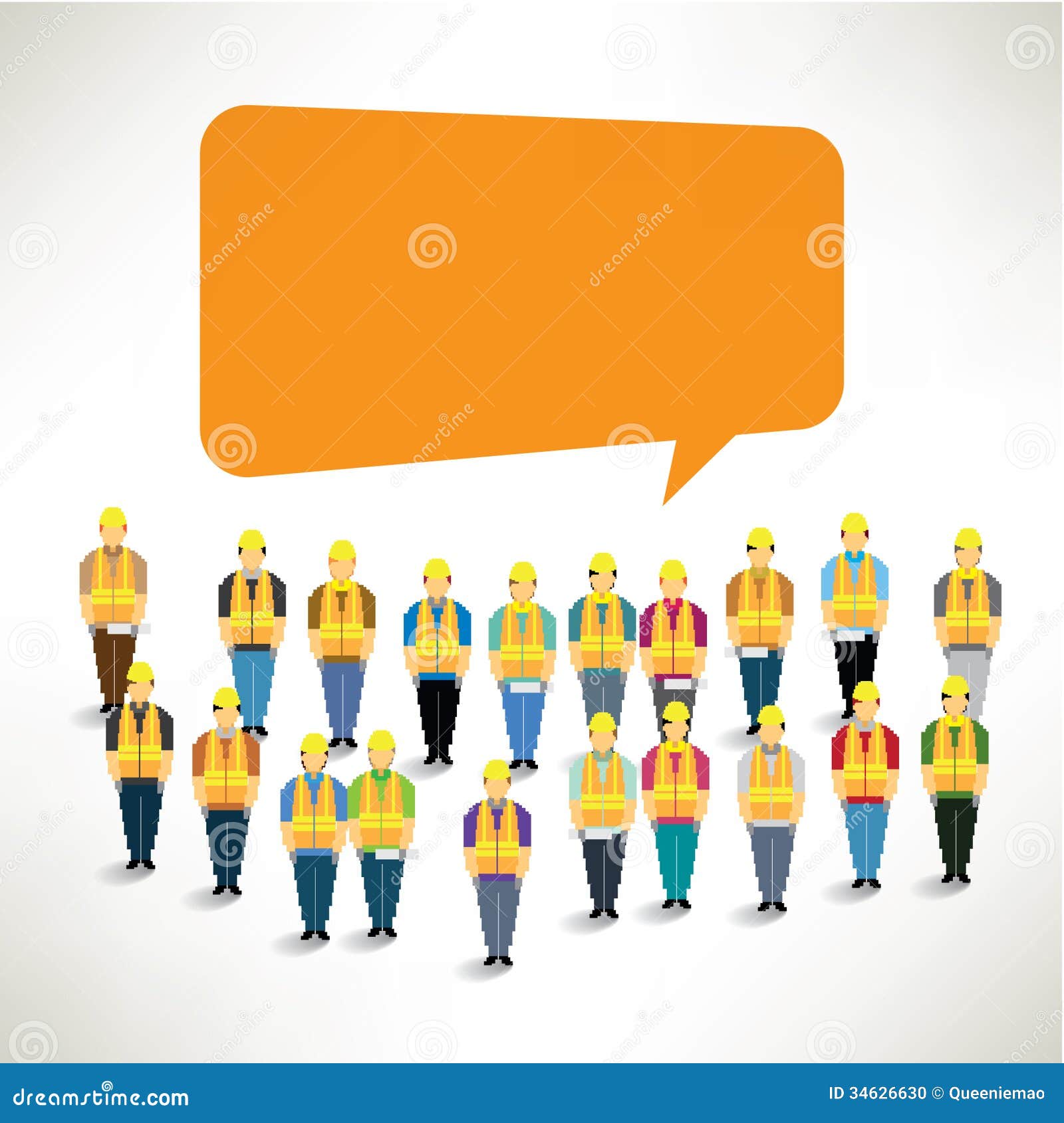 A Big Group of Worker Gather Together Stock Vector - Illustration of ...