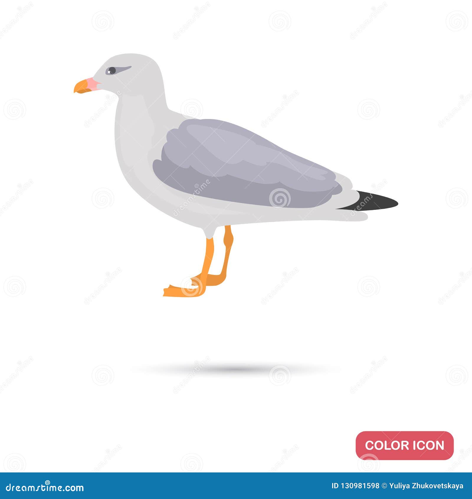 Big Gull Sea Bird Color Flat Icon Stock Illustration - Illustration of ...