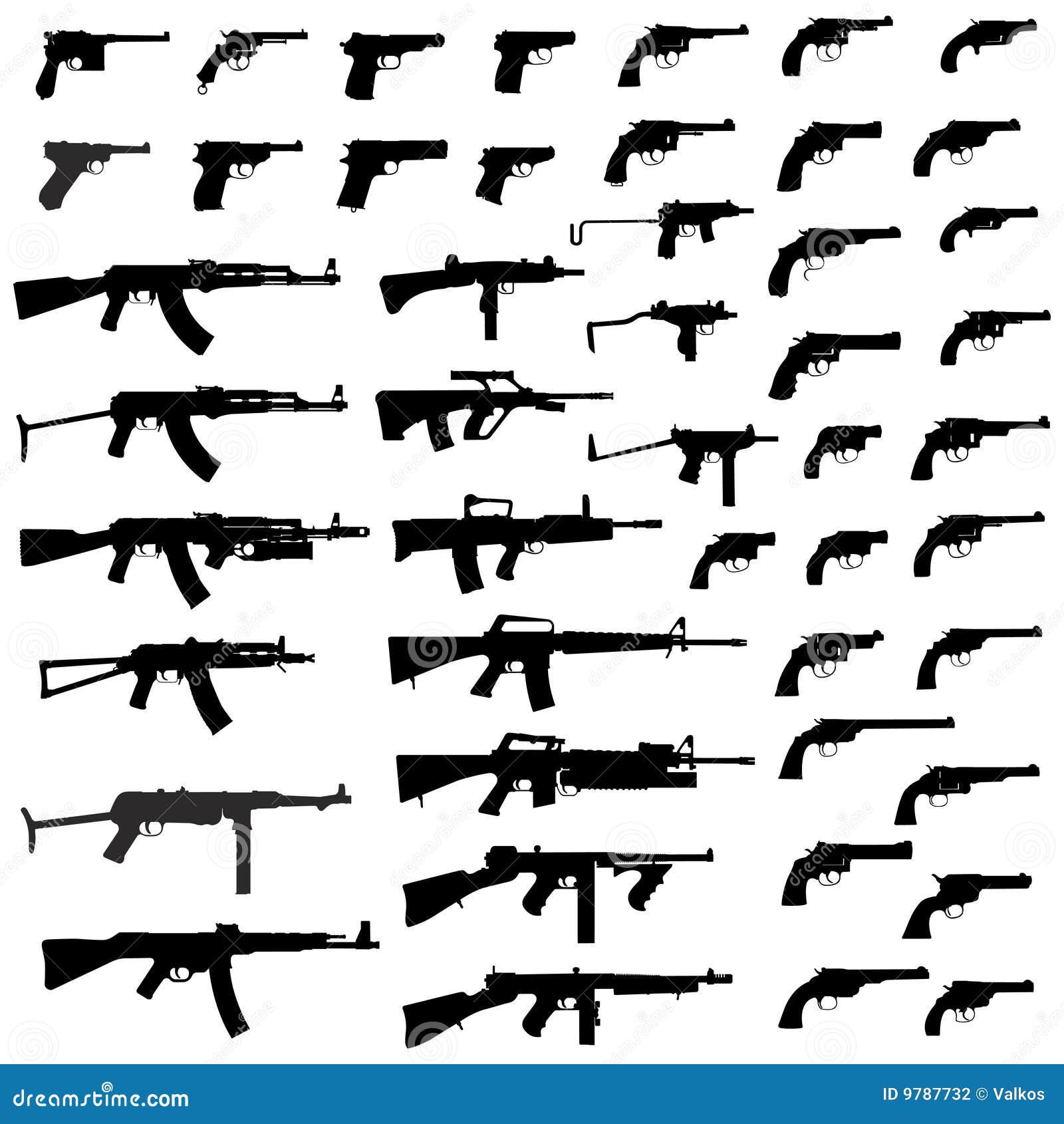 Big gun collection(vector) stock vector. Illustration of rifle - 9787732