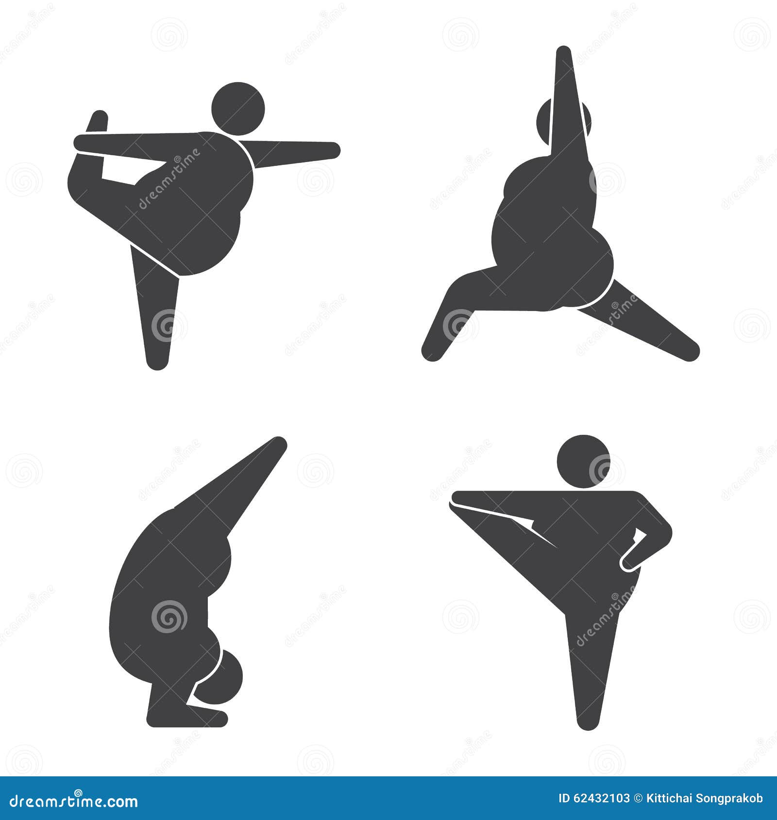 Big Guys in Pose Practicing Yoga Stock Vector - Illustration of action ...