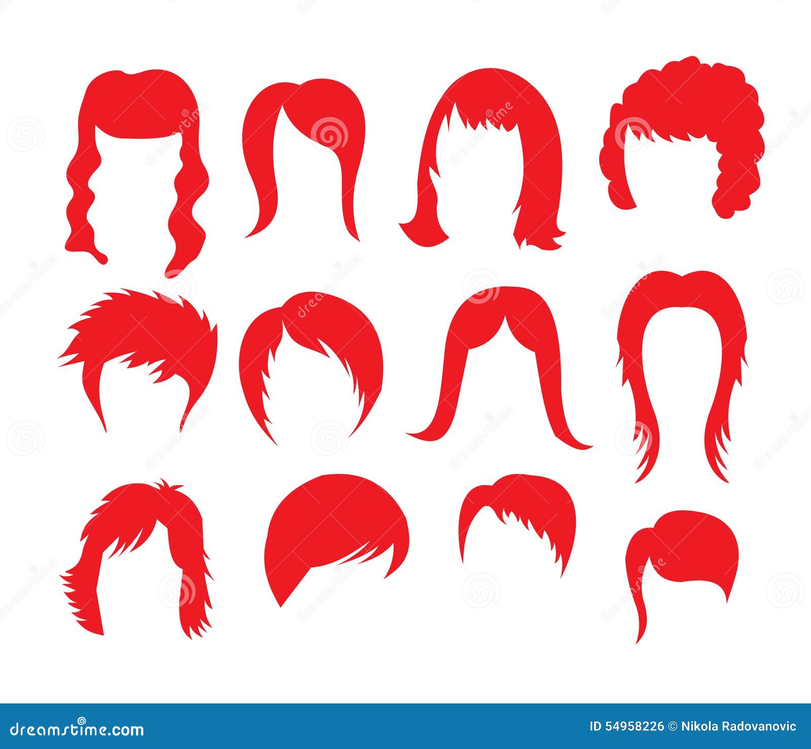 Big hairstyle collection stock vector. Illustration of head - 54958226