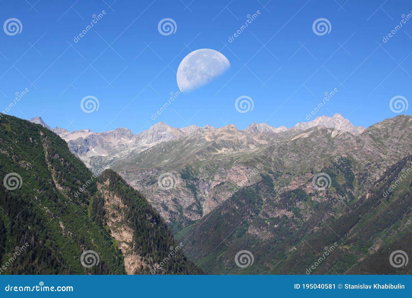 Big Half Moon in the Daytime Sky Stock Image - Image of outdoor ...