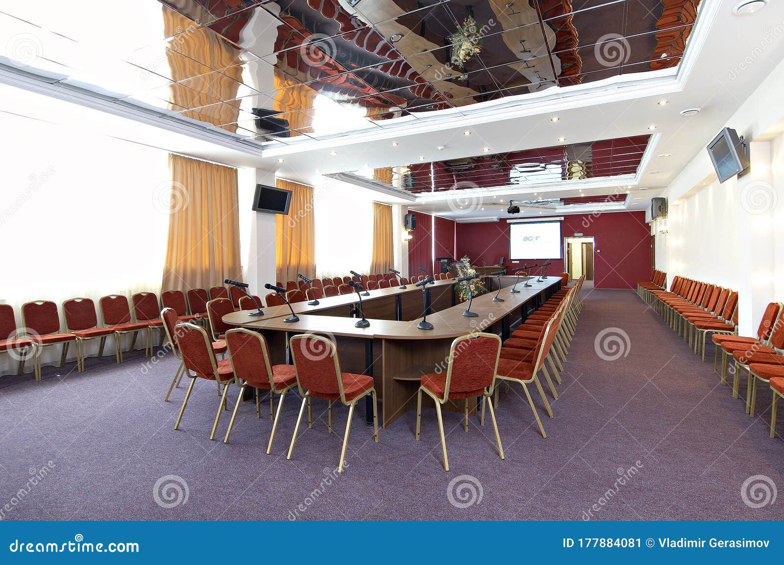 Big hall for conference editorial photo. Image of table - 177884081