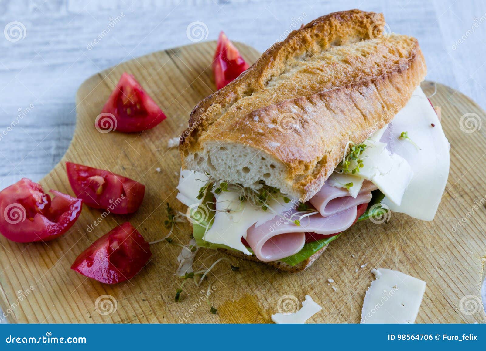 Big ham sandwich stock photo. Image of delicious, wooden - 98564706
