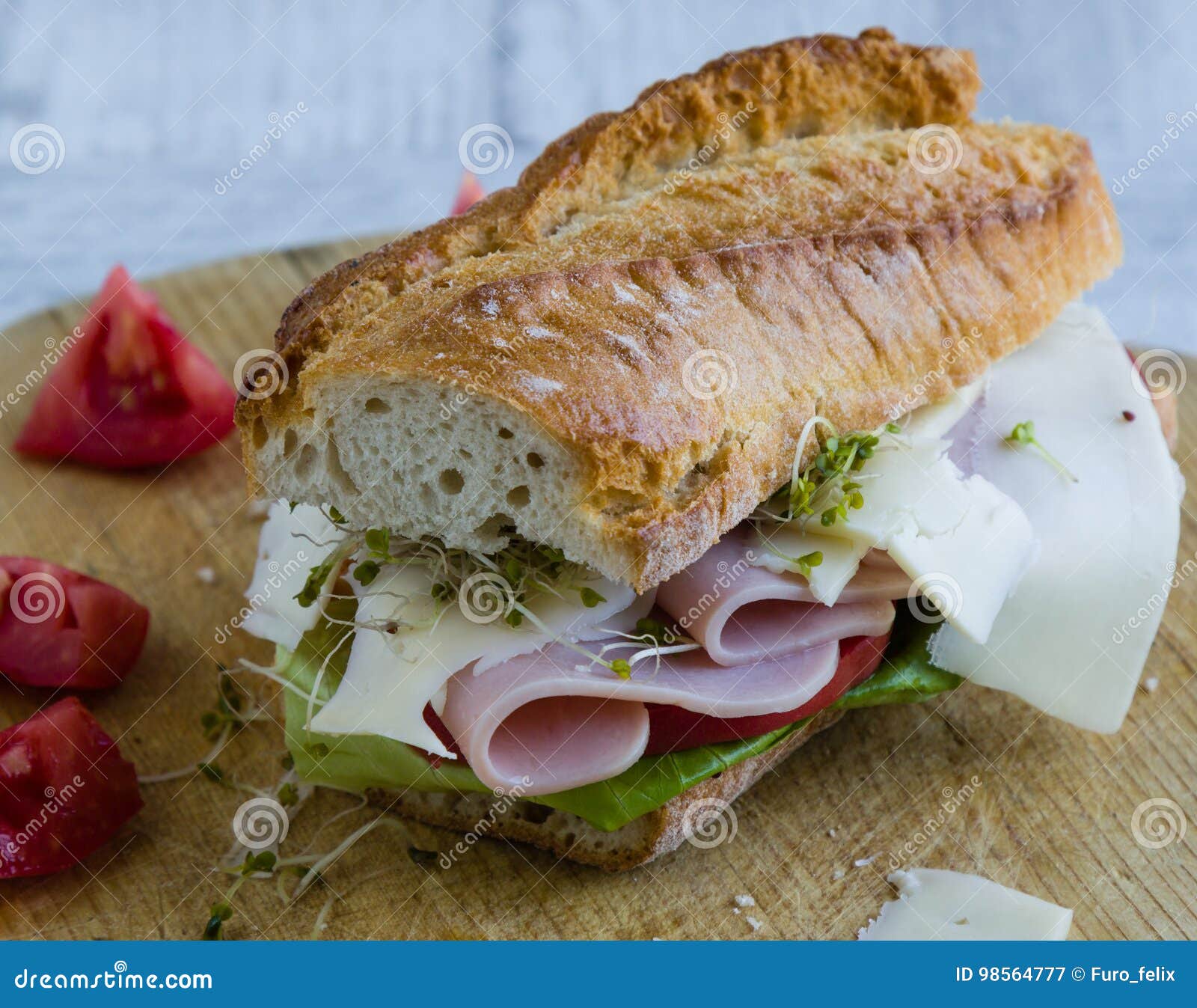 Big ham sandwich stock image. Image of sliced, fast, meal - 98564777