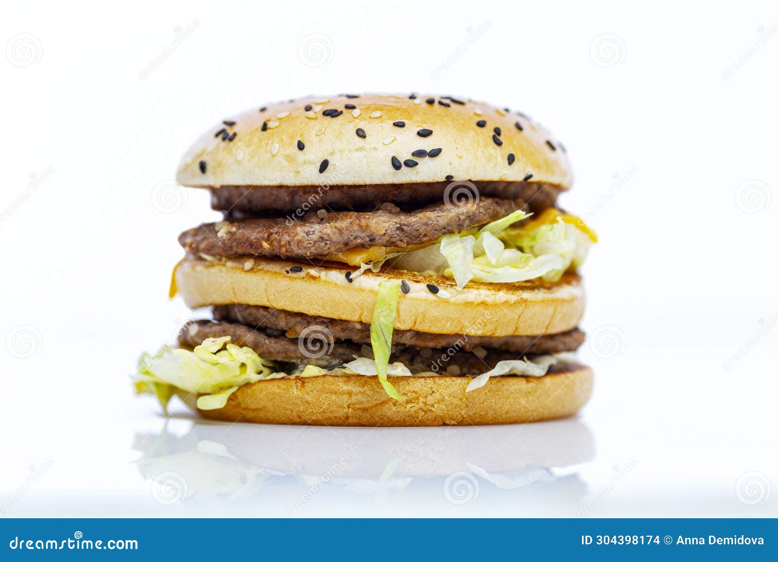 Big Hamburger. Delicious Junk Food and Quick Snack Stock Photo - Image ...