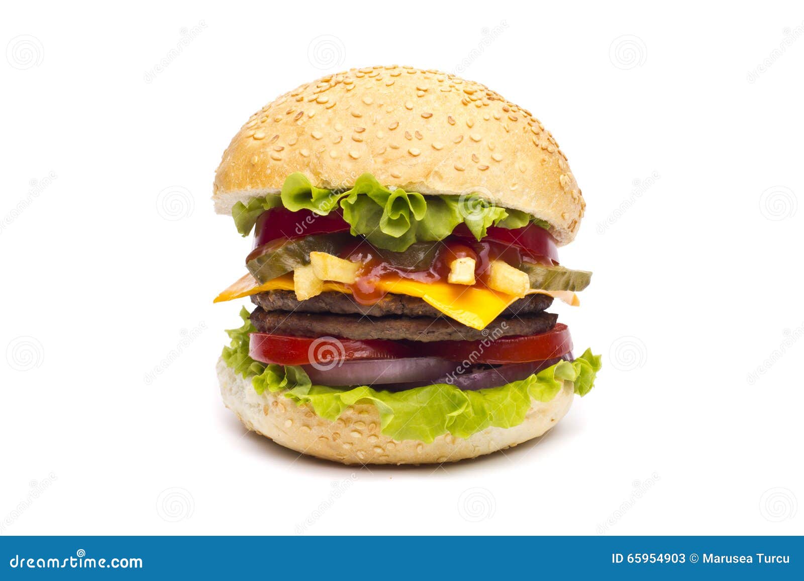 Big hamburger stock image. Image of american, fast, food - 65954903