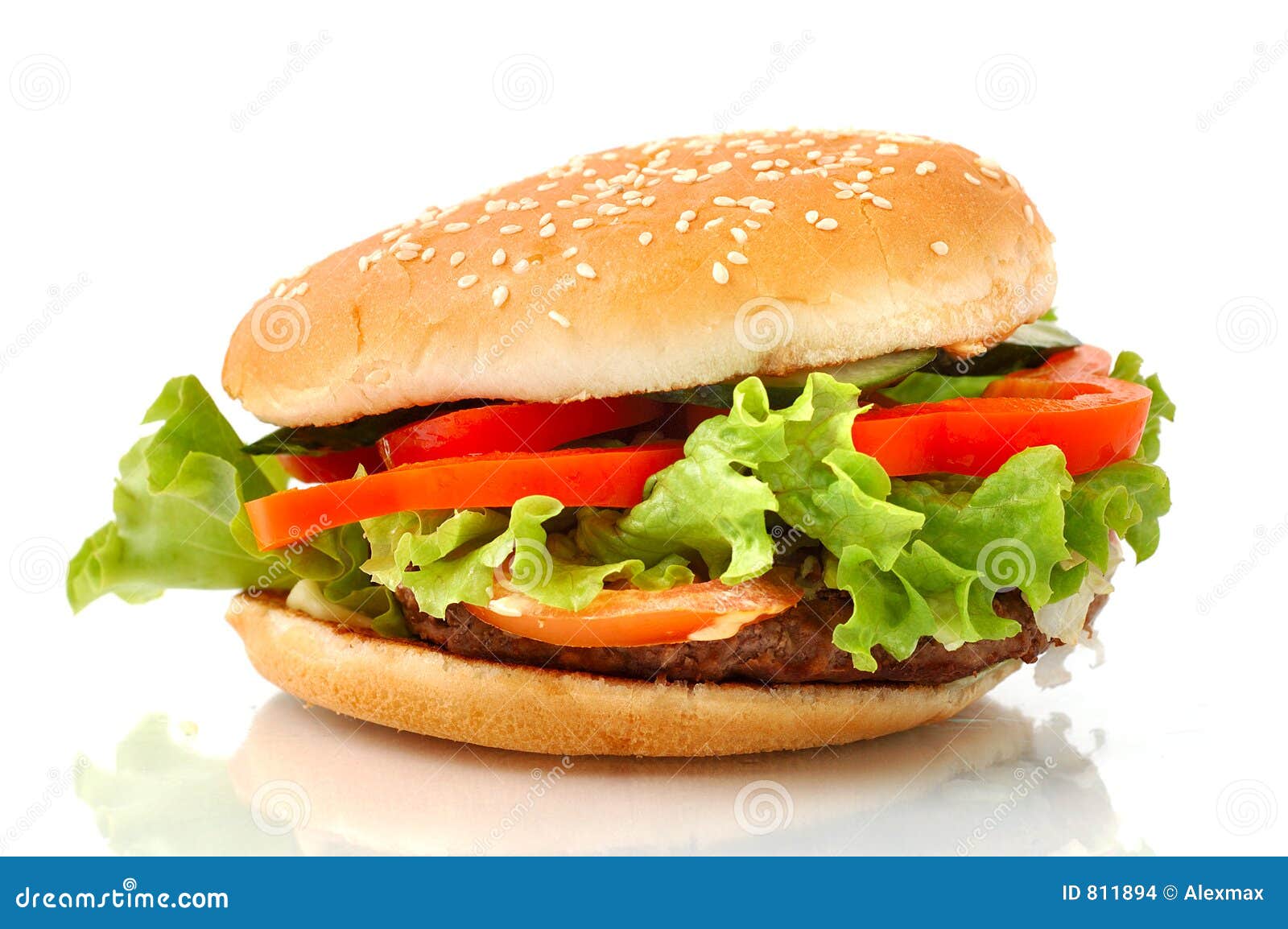 Big Hamburger Side View Isolated Stock Photo - Image of fastfood ...