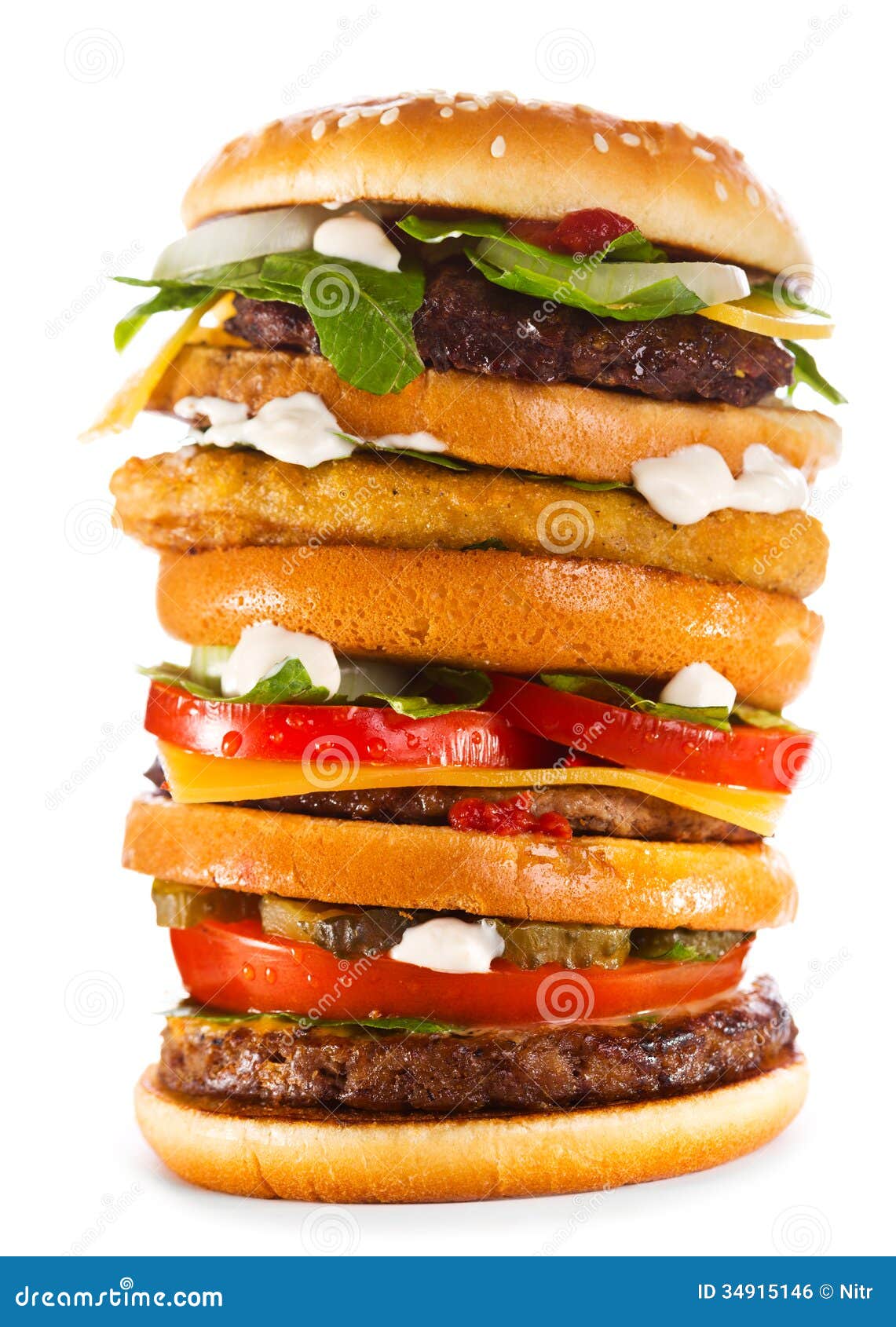Big hamburger stock photo. Image of dinner, onion, food - 34915146