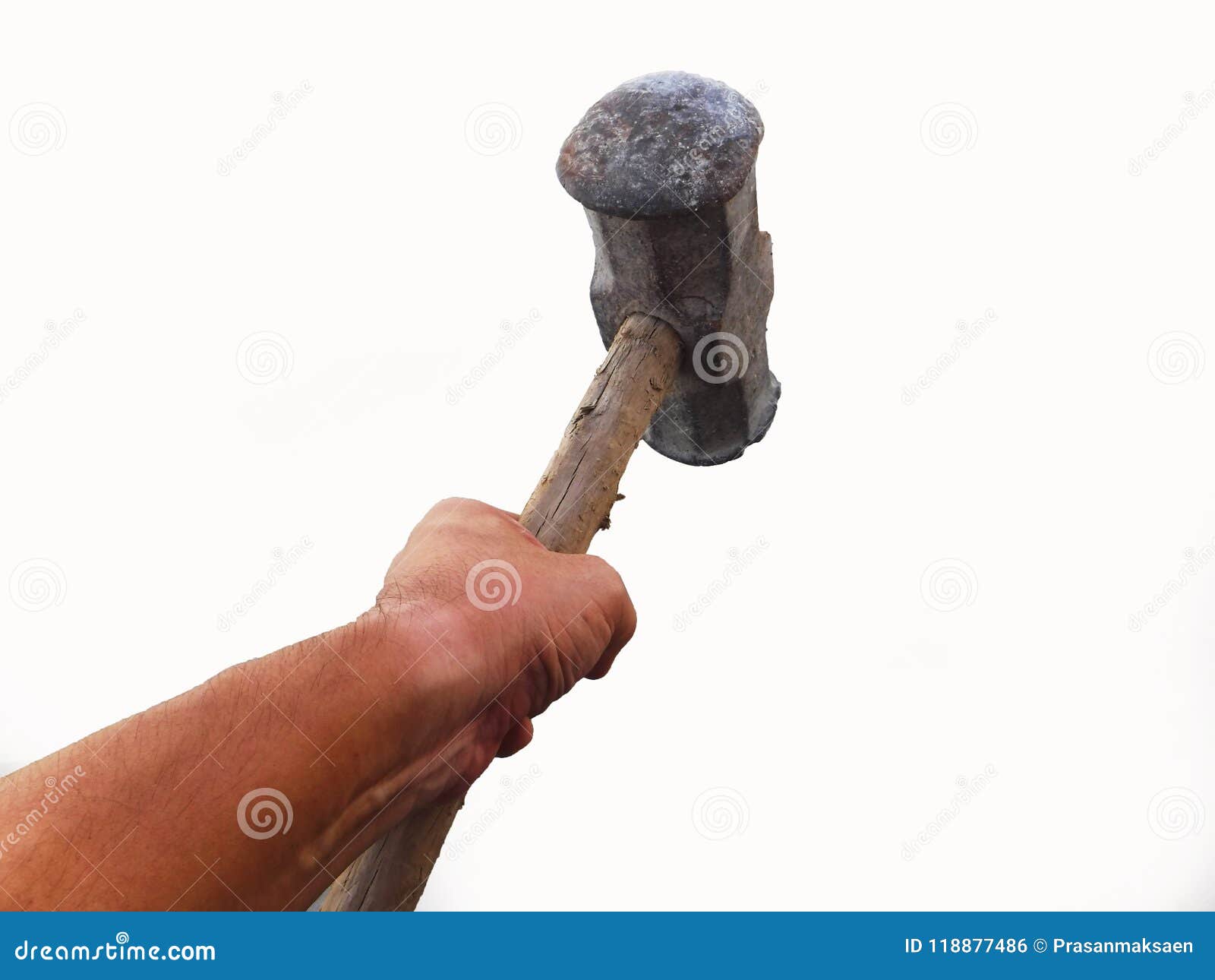 Big hammer in hand stock photo. Image of carpentry, wood - 118877486