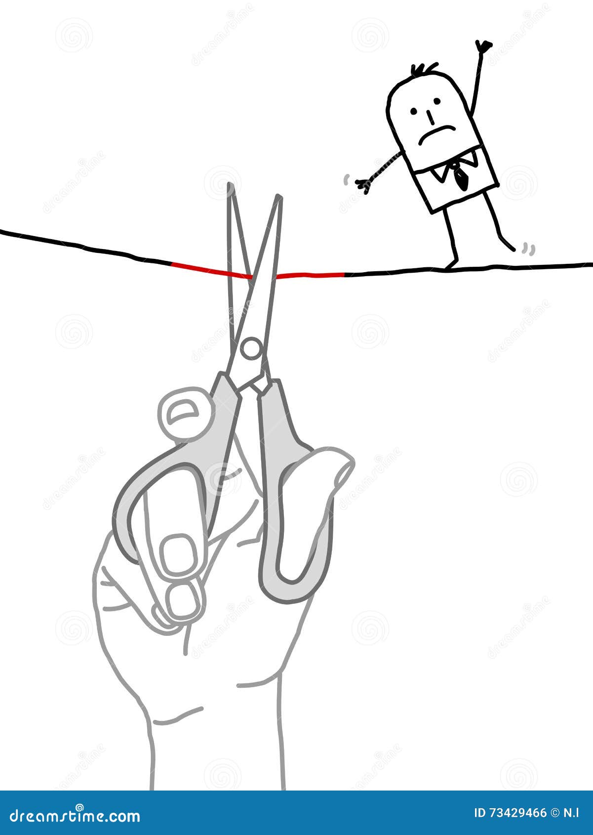 Big Hand and Cartoon Businessman - Cutting the Wire Stock Vector ...