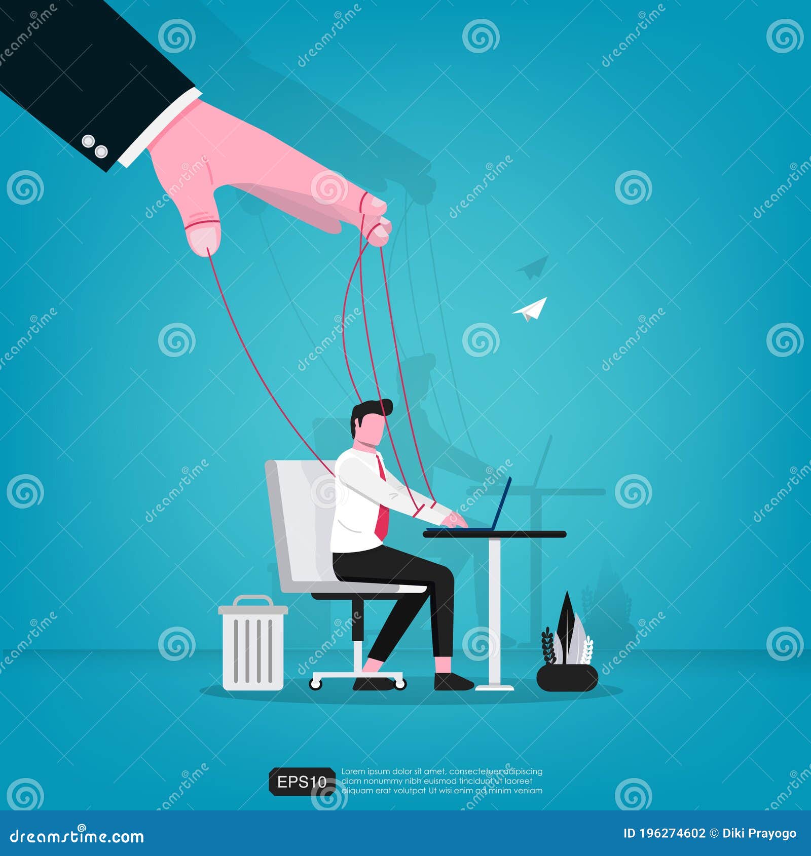 Hand Controls The Puppet. Continuous One Line Drawing Royalty-Free ...