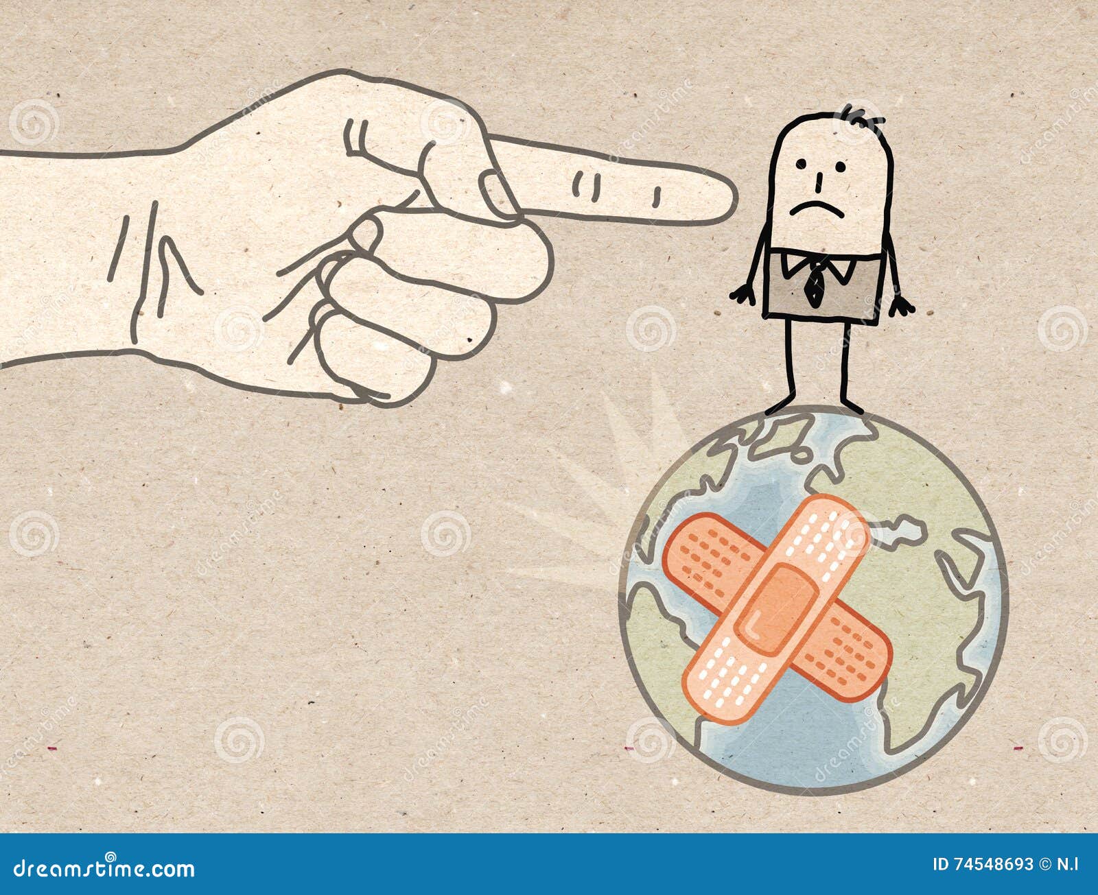 Damaged Earth Cartoon Throwing Picture Of Previous Better Condition ...