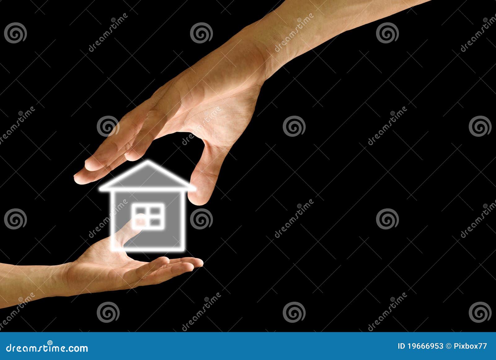 Big Hand Give the House Icon To Small Hand Stock Image - Image of ...