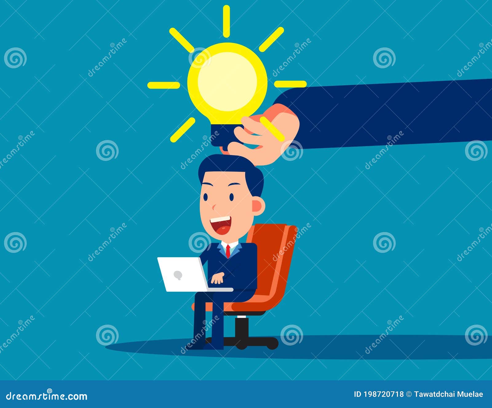 Big Hand Give Light Bulb. Business Cartoon Vector Stock Vector ...