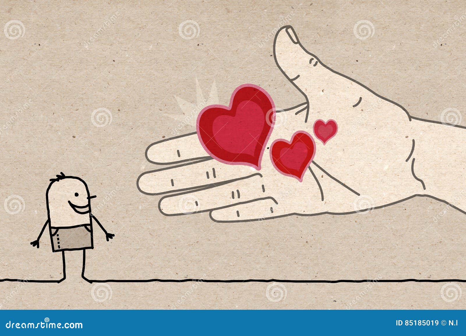 Big Hand - offering hearts stock illustration. Illustration of ...