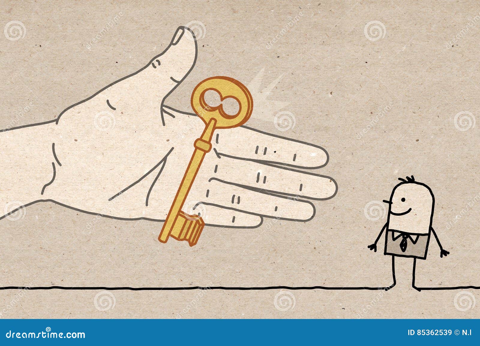 Big Hand - offering a key stock illustration. Illustration of hand ...