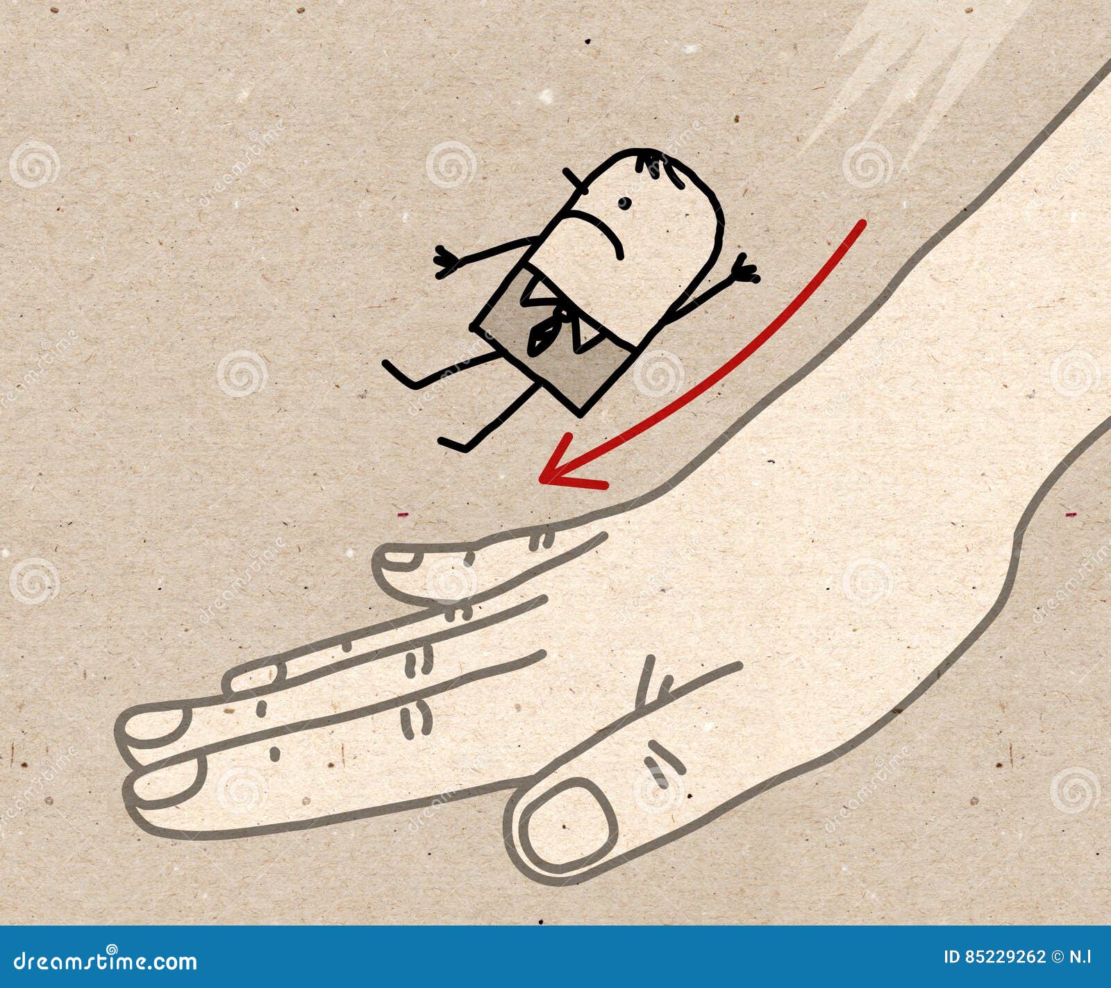 Big Hand - sliding down stock illustration. Illustration of pessimism ...