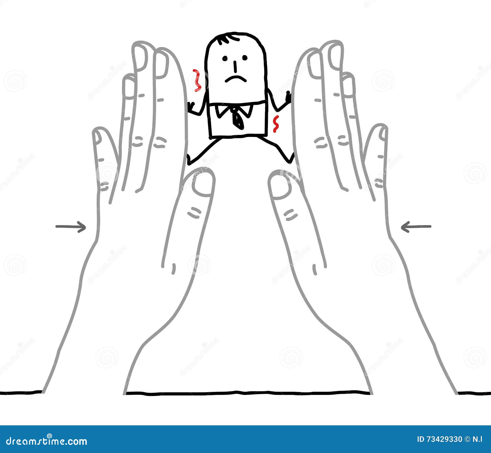 Big Hands and Cartoon Businessman - Under Pressure Stock Vector ...