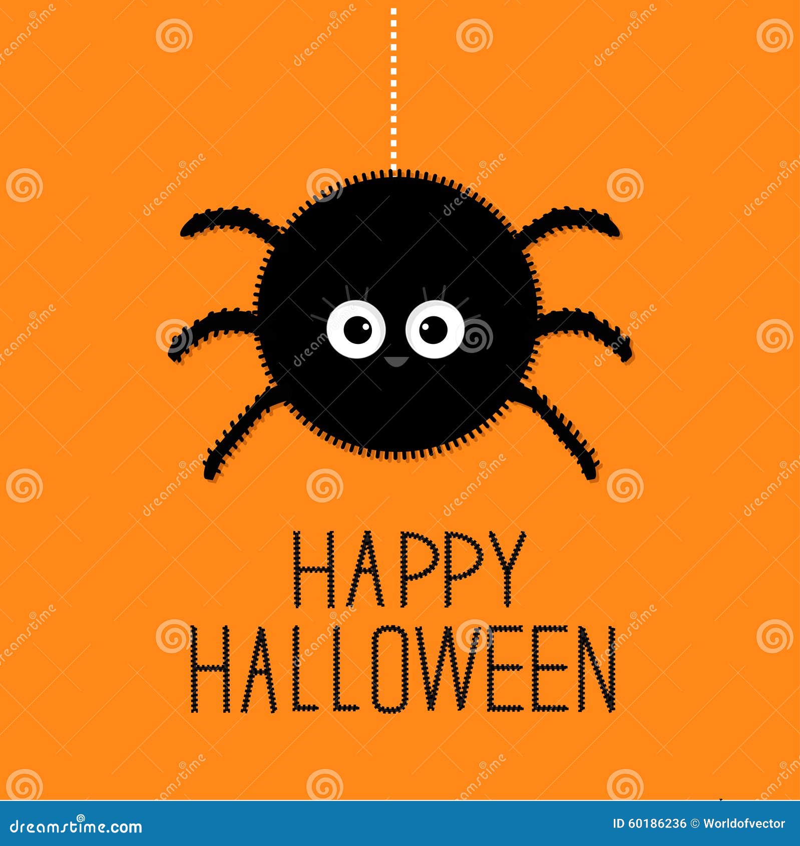 Big Hanging Fluffy Spider. Happy Halloween Card Stock Vector ...