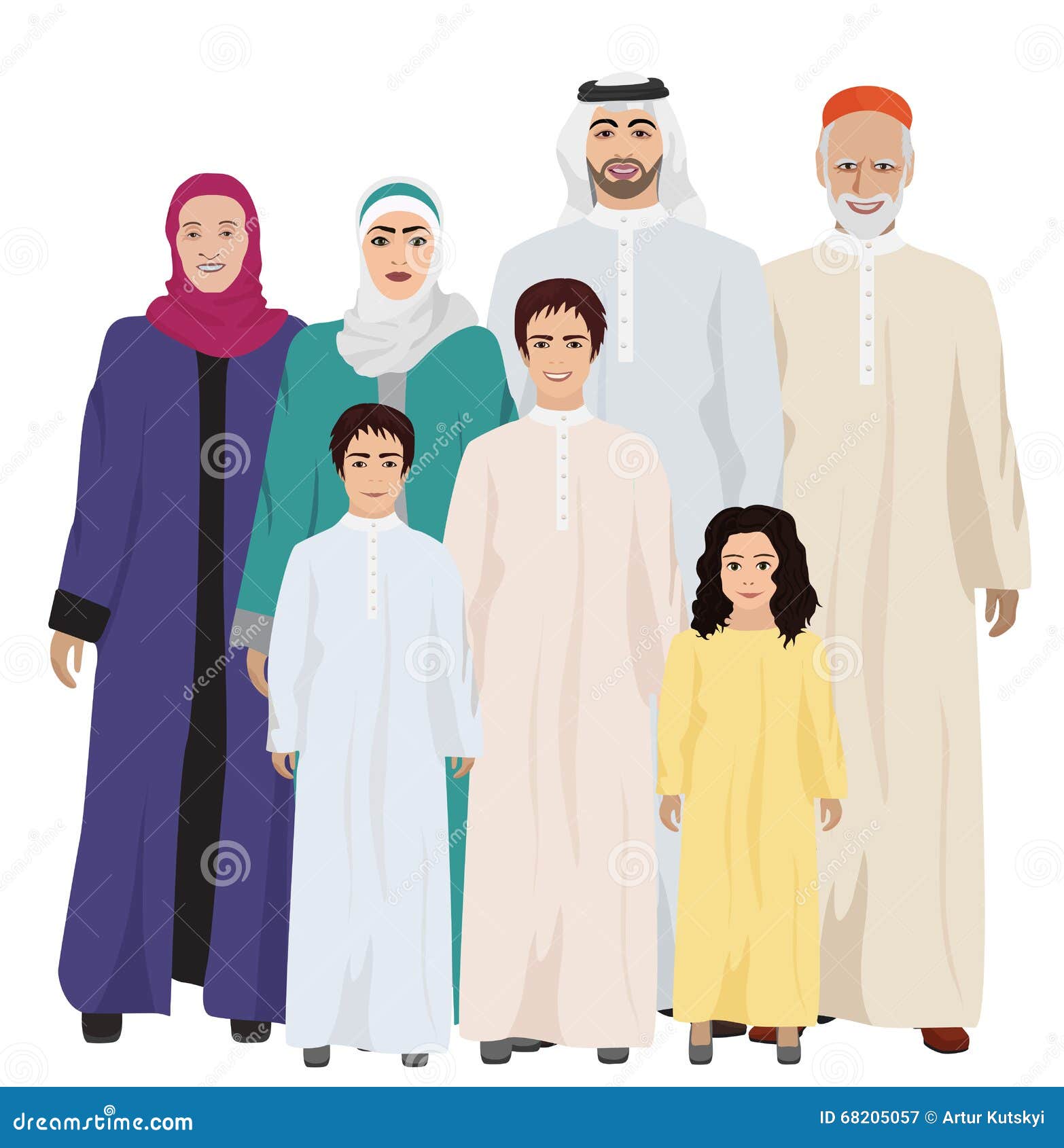 Big and Happy Arab Family Vector Illustration Stock Vector ...
