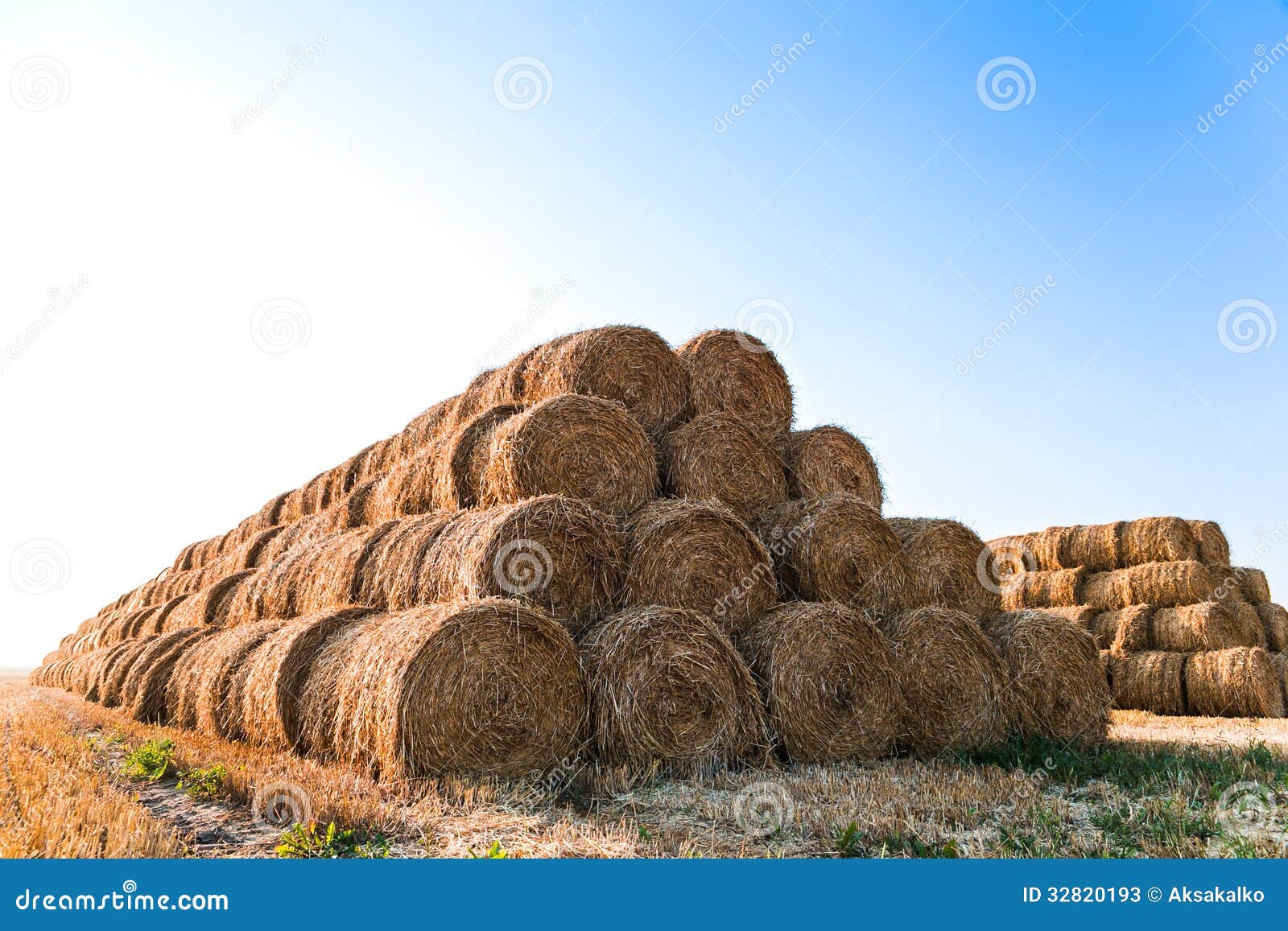 Big haystack at field stock image. Image of harvested - 32820193