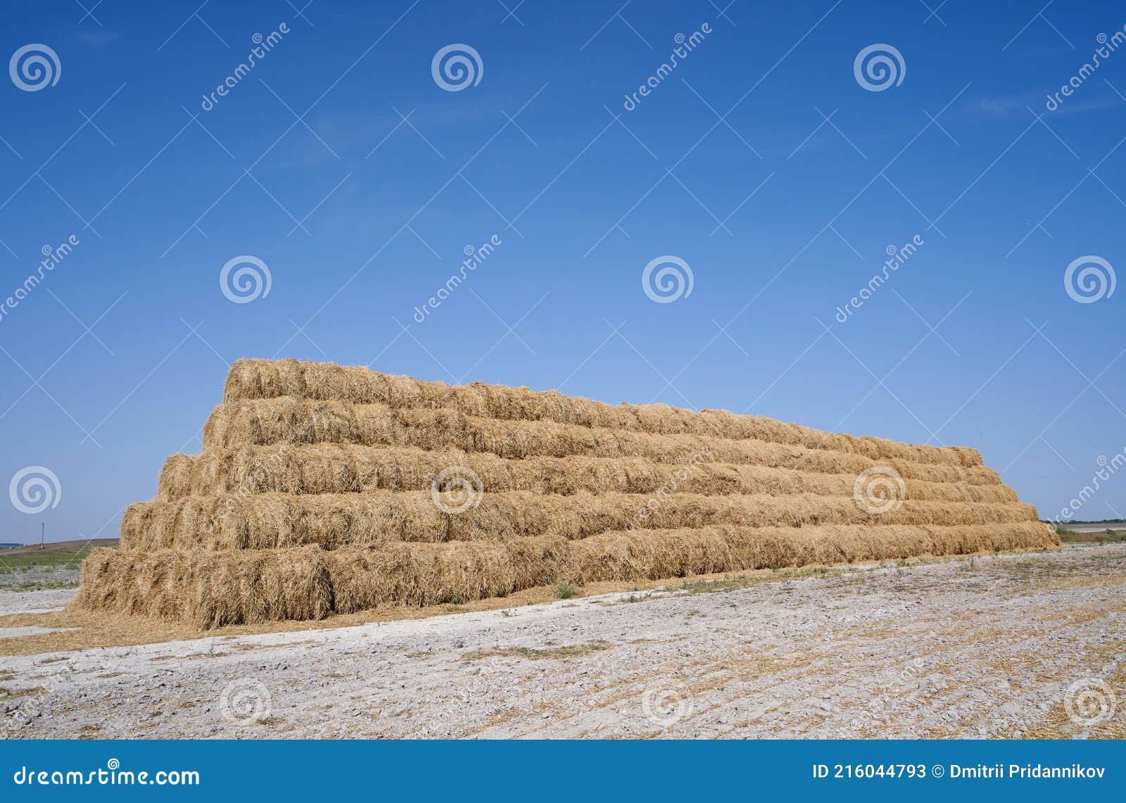 Big Haystack from Round Bales Laid in the Form of a Pyramid Against the ...