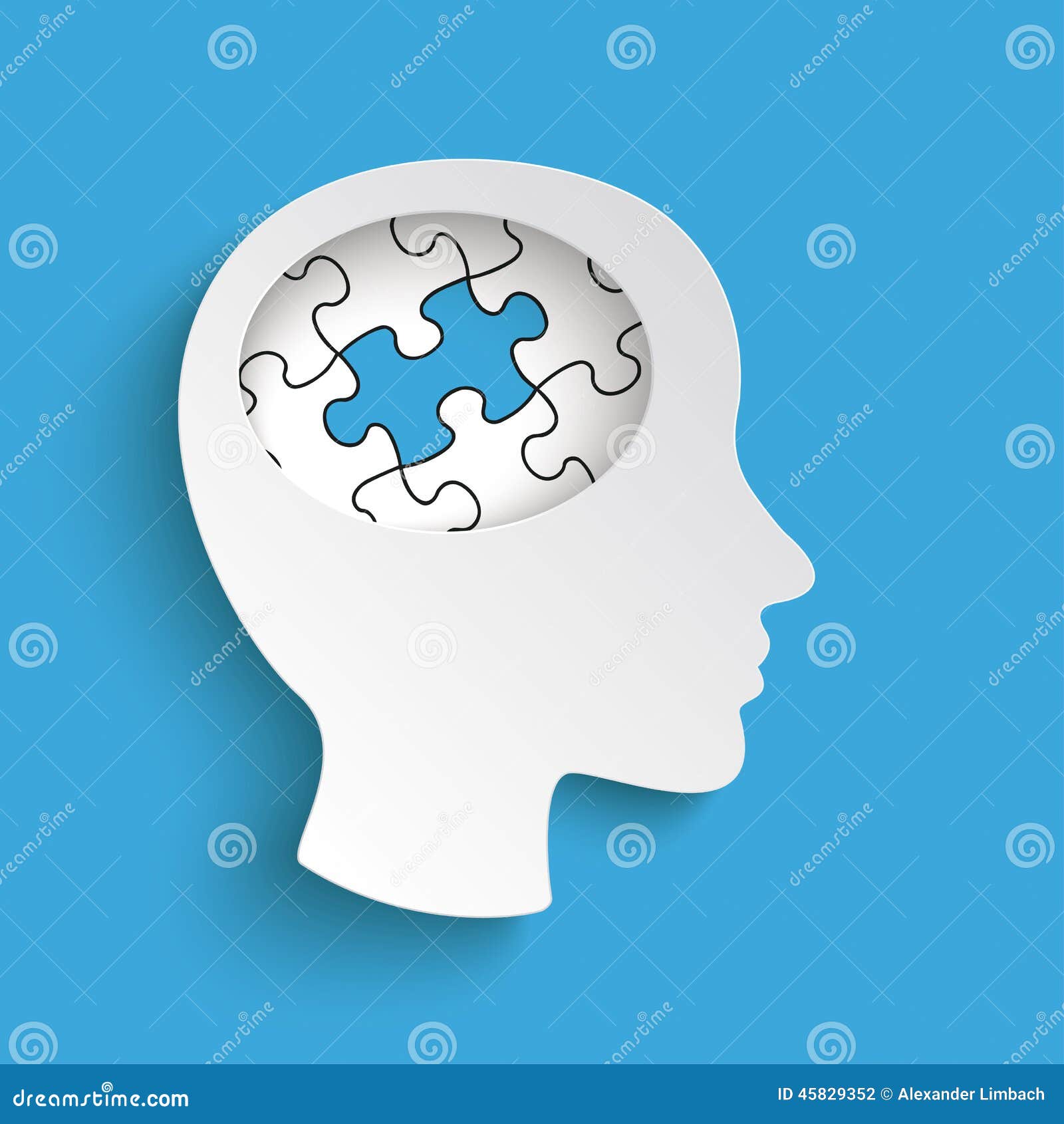 Big Head Blue Puzzle stock vector. Illustration of academic - 45829352