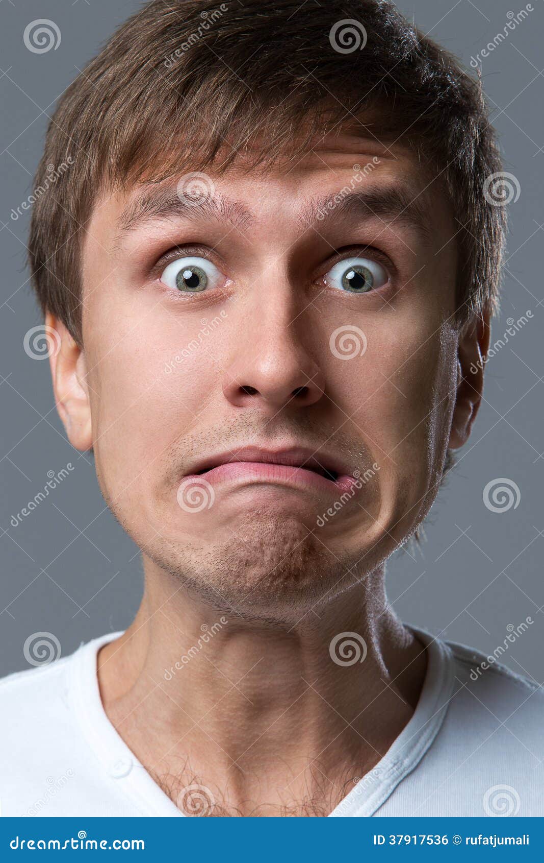Big Head Guy Makes Crazy Face Emotions Stock Photo - Image of looking ...