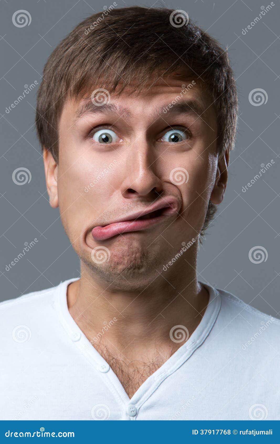 Big Head Guy Makes Crazy Face Emotions Stock Photo - Image of isolated ...