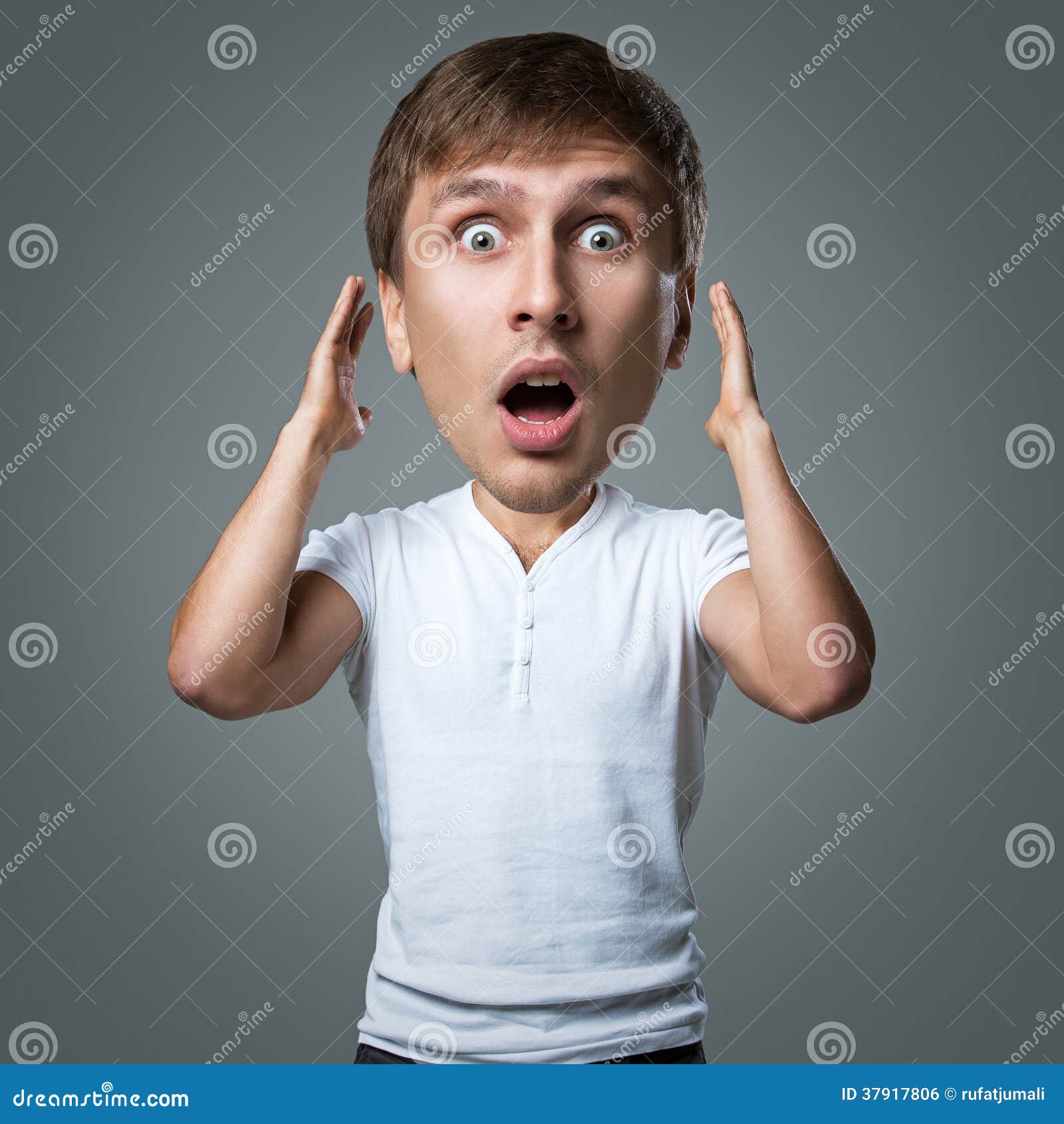 Big Head Guy Makes Crazy Face Emotions Stock Photo - Image of looking ...