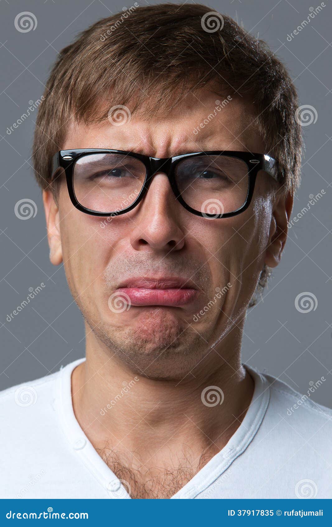 Big Head Guy Makes Crazy Face Emotions Stock Image - Image of fashion ...