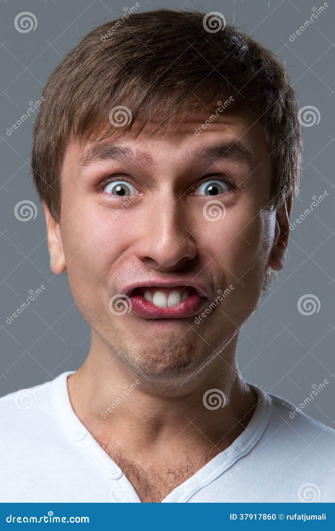 Big Head Guy Makes Crazy Face Emotions Stock Photo - Image of emotion ...