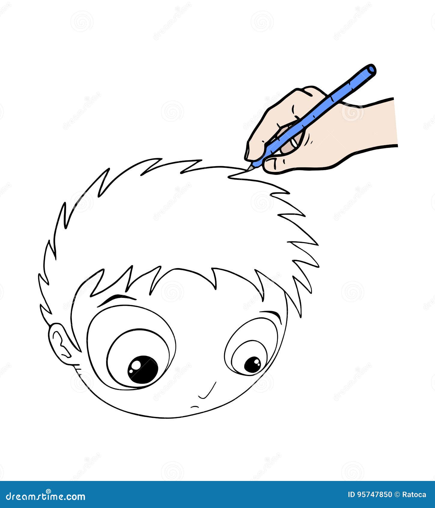 Big head hand drawing stock vector. Illustration of drawing - 95747850
