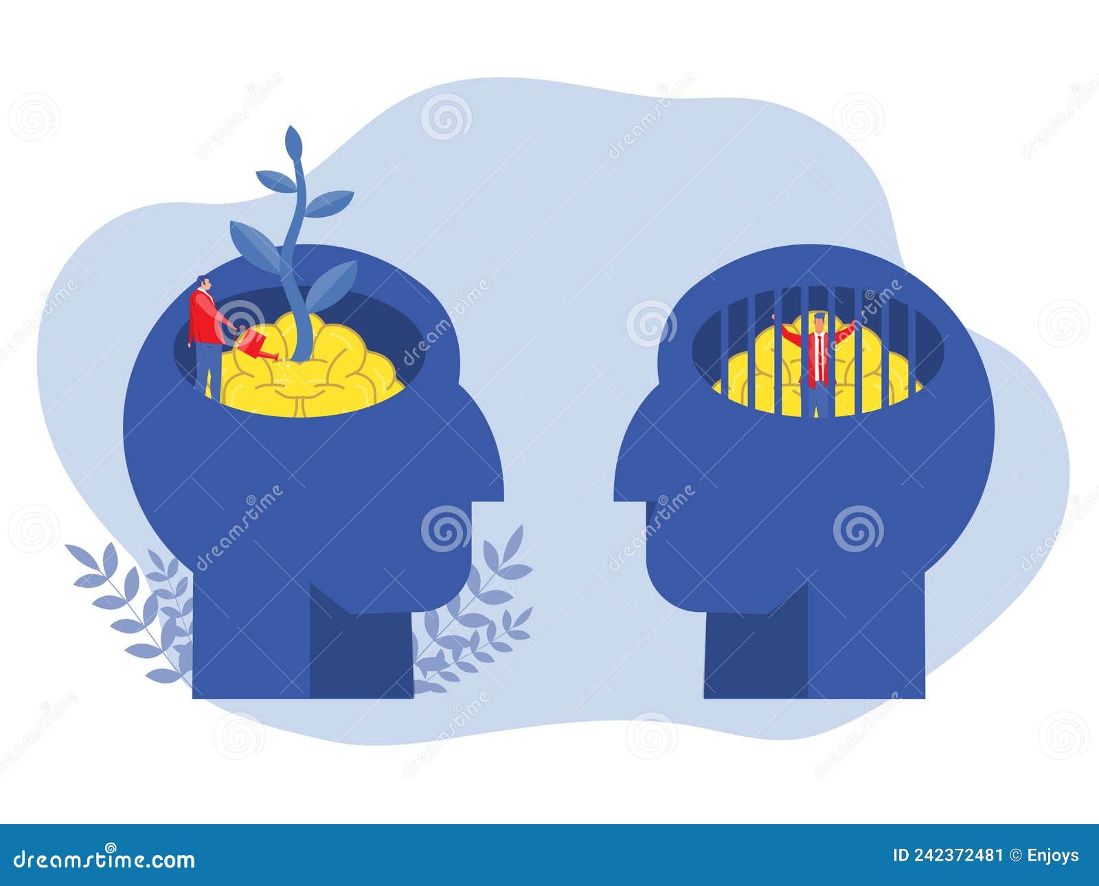 Big Head Human Think Growth Mindset Different Fixed Mindset Concept ...