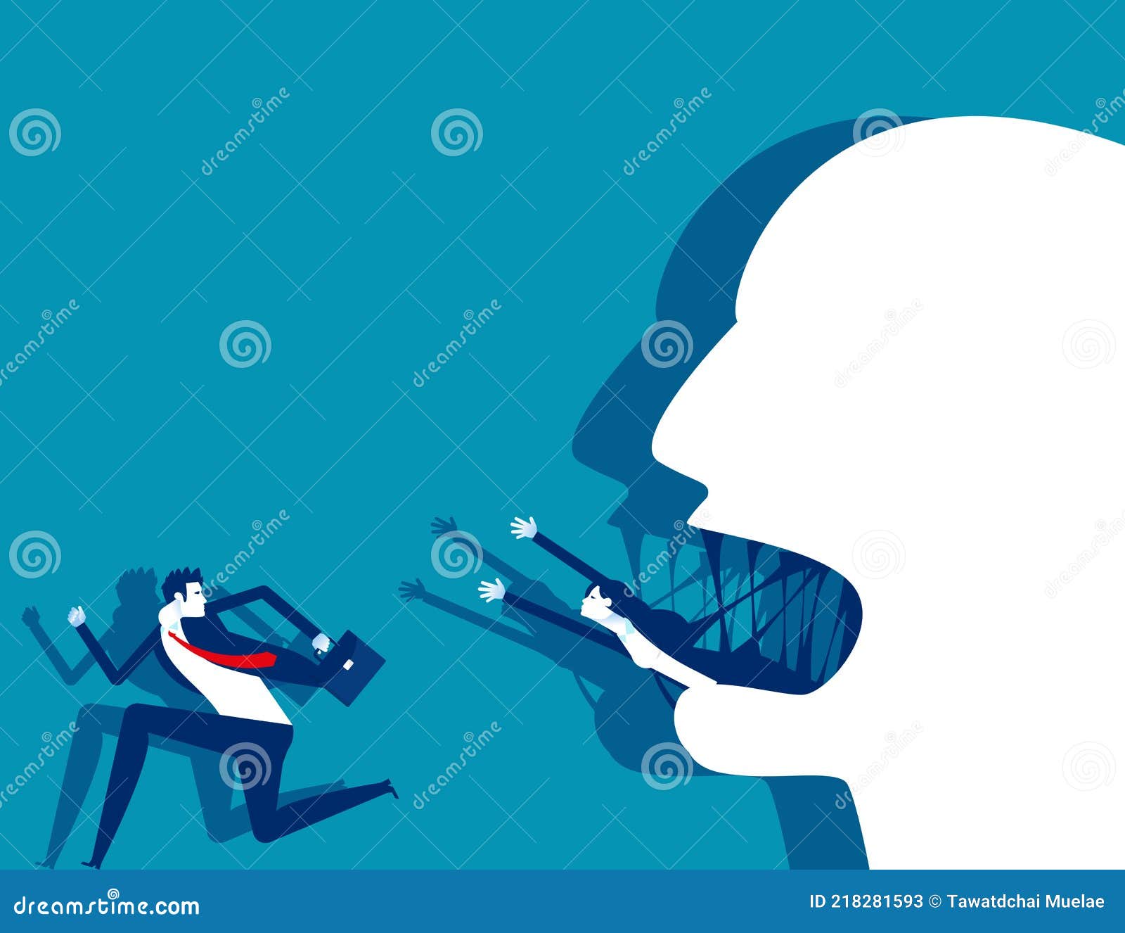 Big Heads Devour People or Big Businesses Devour Small Businesses Stock ...