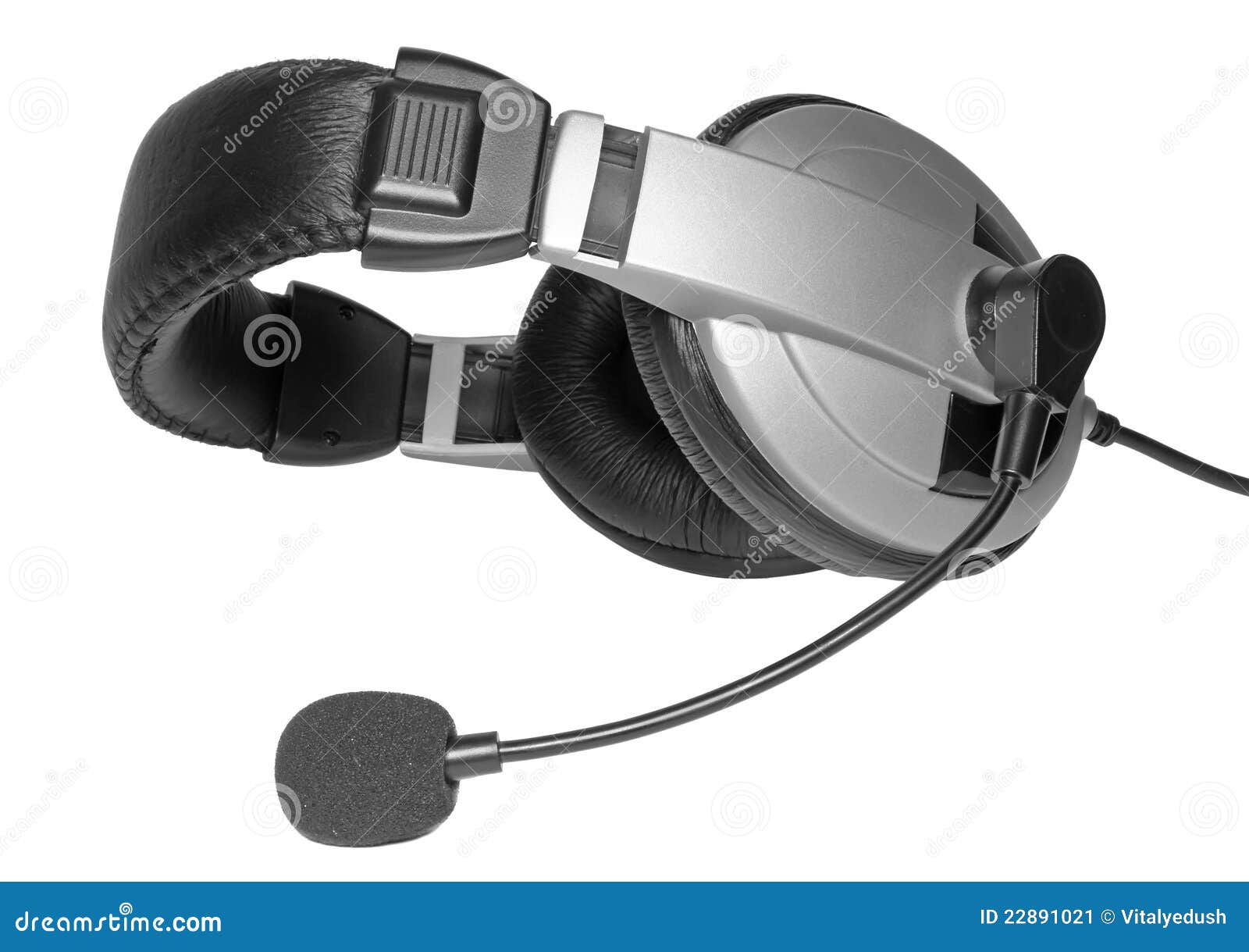 Big Headset with a Microphone. Isolated Stock Image - Image of helpdesk ...