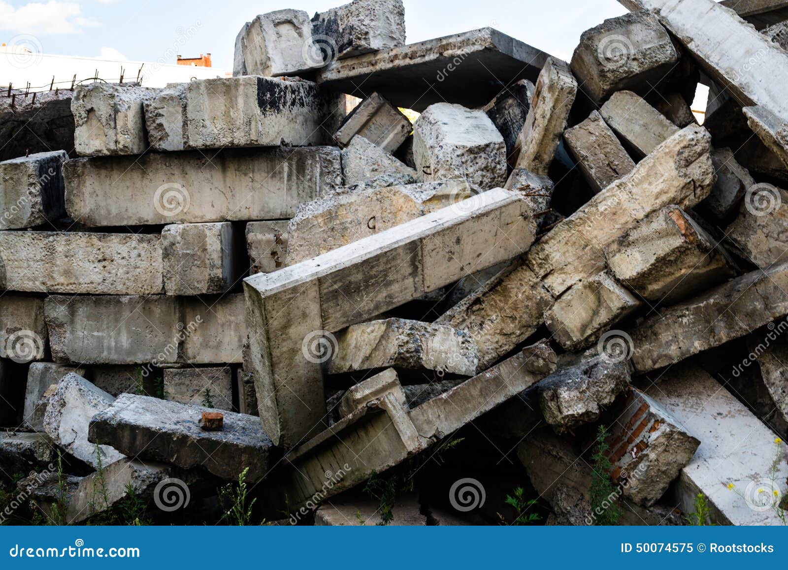 The Big Heap of the Damaged Concrete Blocks Stock Image - Image of ...