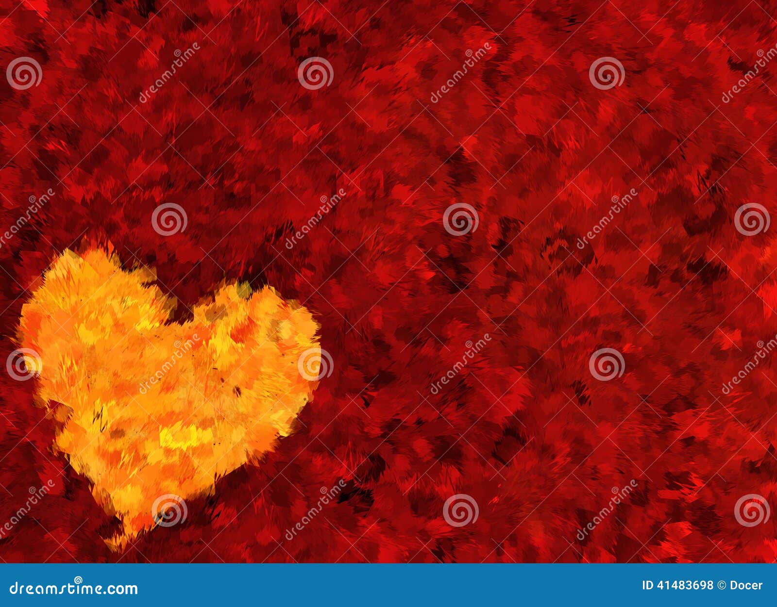 Big Heart Drawn with Oil Paint on Red Backgrounds Stock Illustration ...