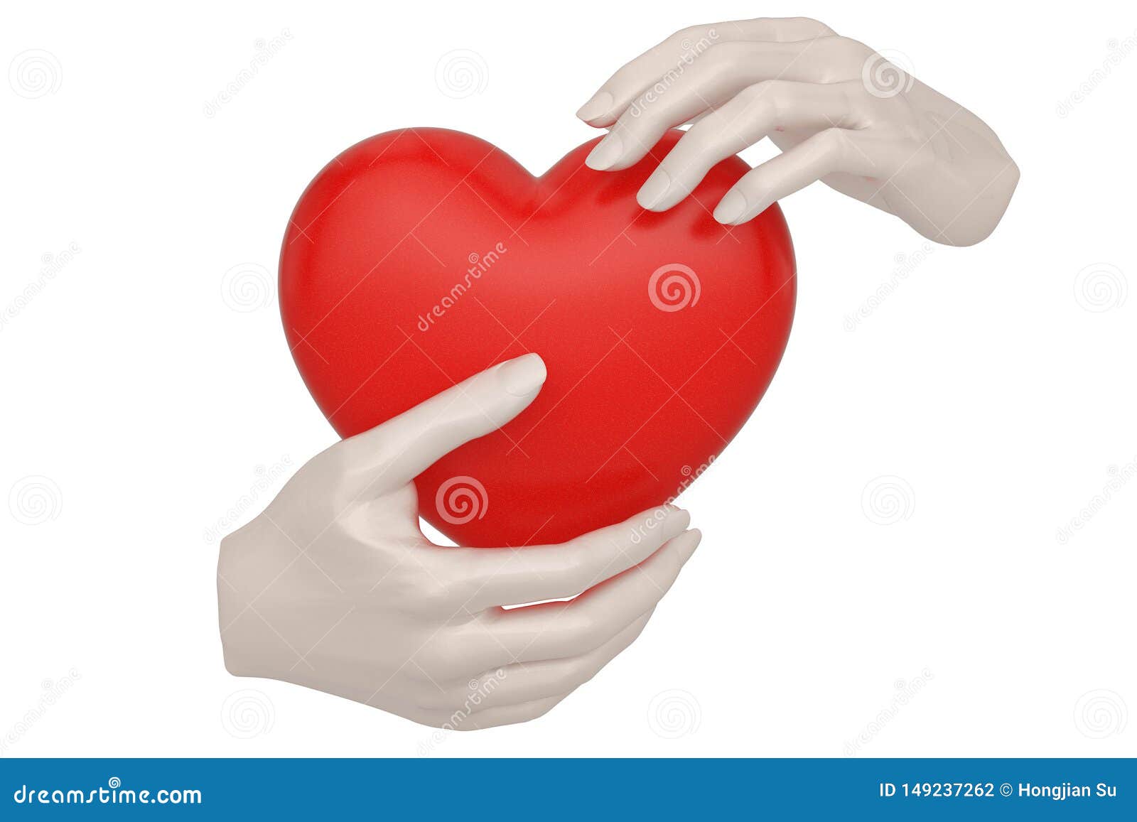 Big Heart in Hands Isolated on White Background. 3D Illustration Stock ...