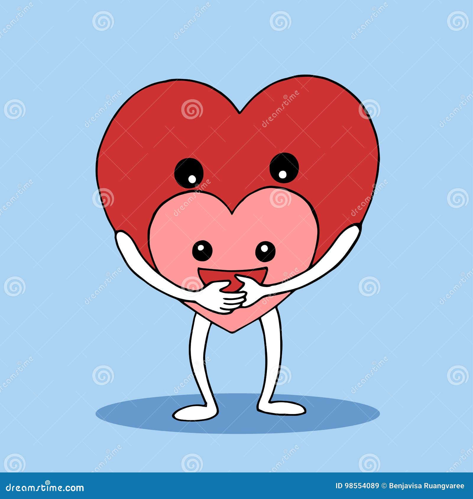 Big Heart Hug, Protect Small Heart Vector Hand Drawn Design Stock ...