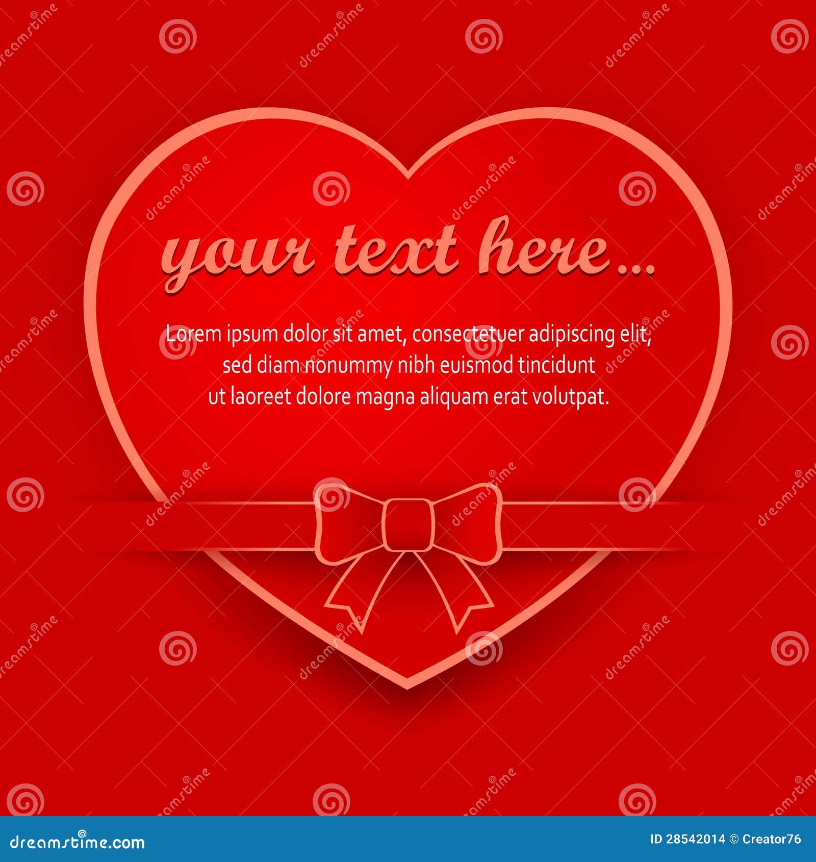 Big Heart on Red with Bow & Text Stock Vector - Illustration of concept ...