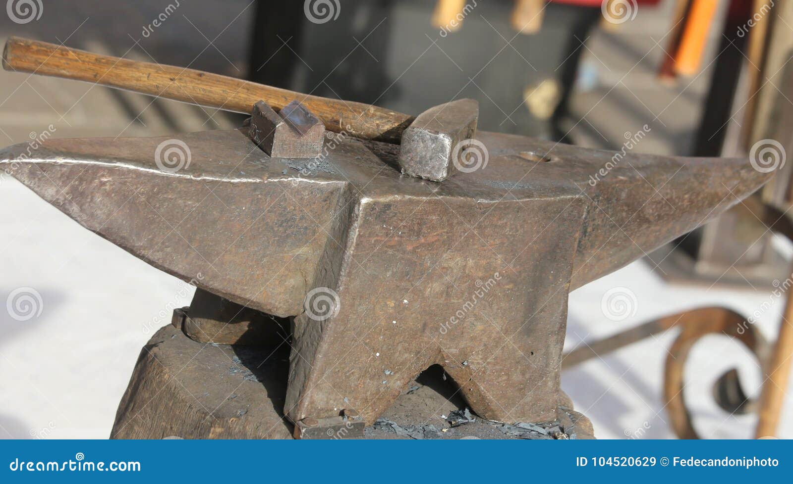 Big Anvil and Hammer in the Workshop of Blacksmith Stock Image - Image ...