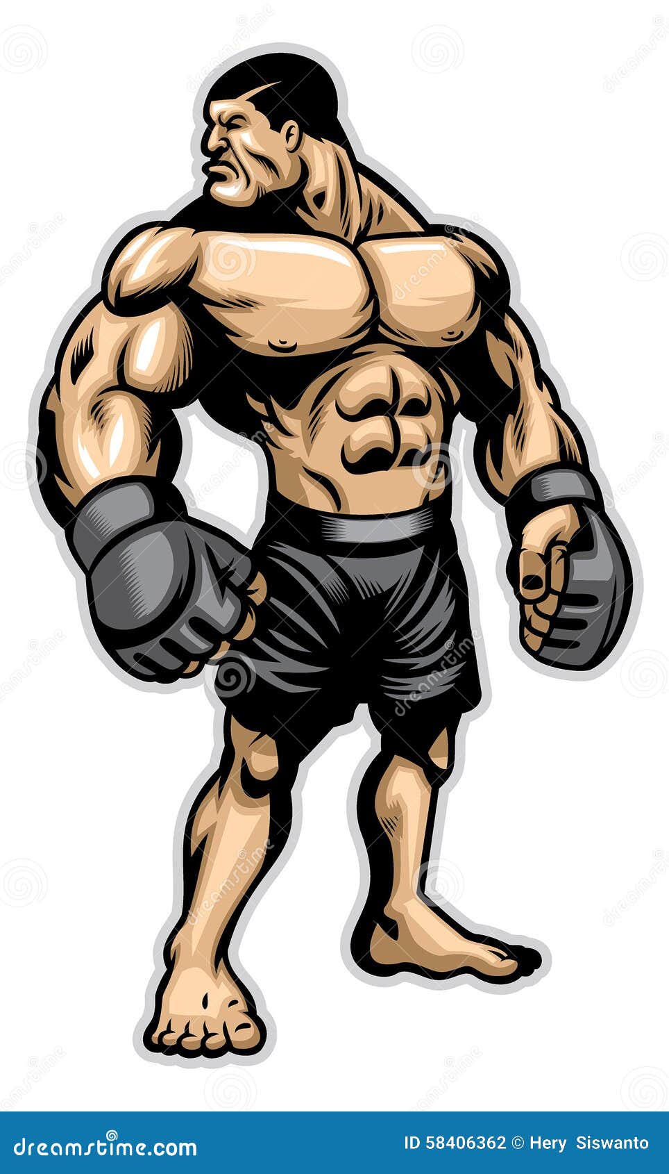 Big Heavyweight Muscle Fighter Stock Vector - Illustration of shirt ...