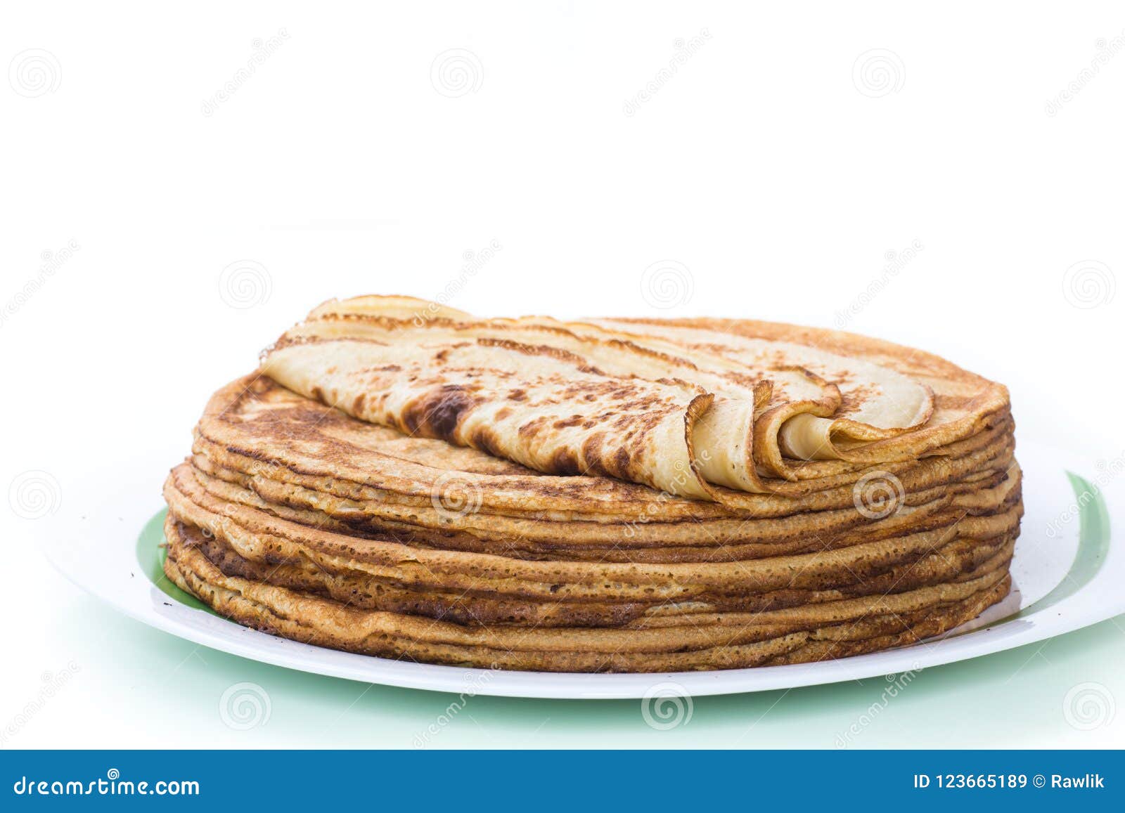 Big High Stack of Thin Pancakes in a Plate Stock Image - Image of high ...