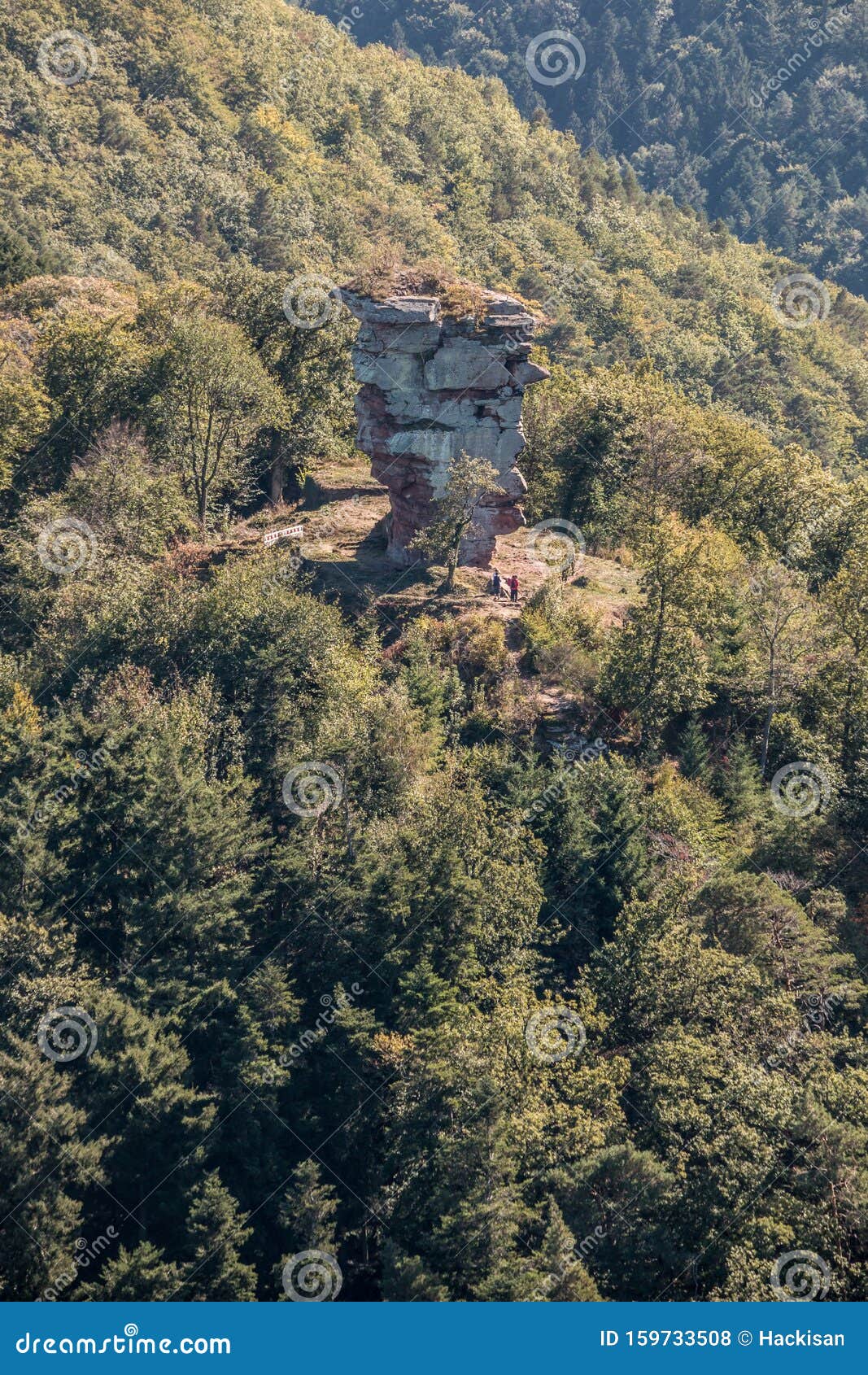 Big Hill with a Big Rock and the Green Forest Stock Photo - Image of ...