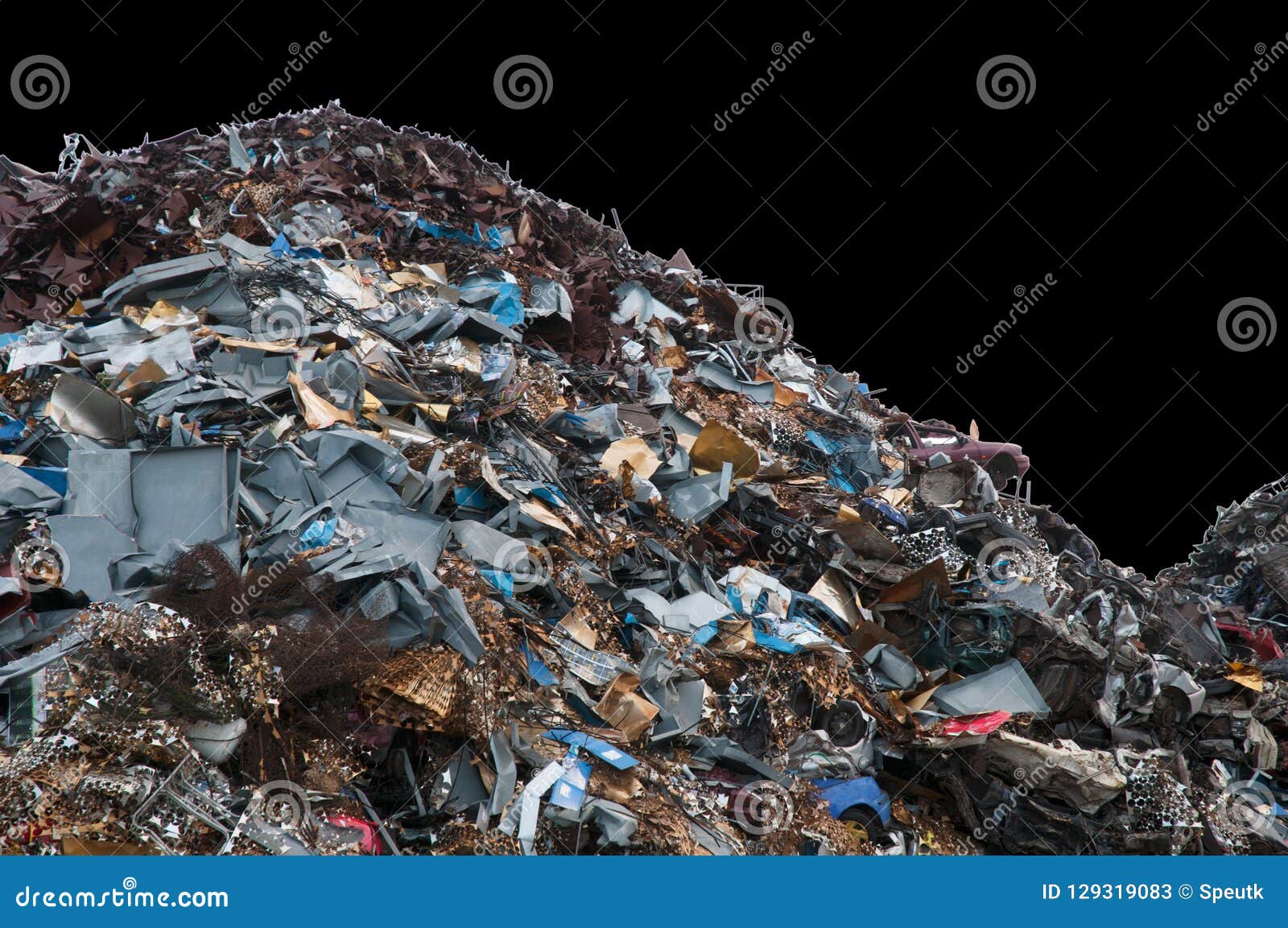 Big Hills of Trash on a Black Background Stock Image - Image of door ...