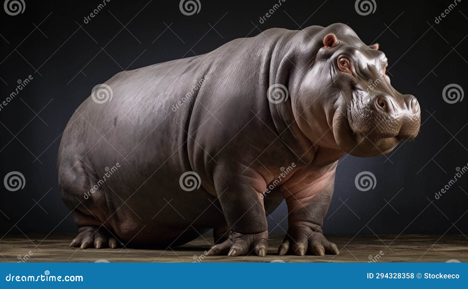 Ultra Realistic 4d Rendering of Climbing Hippopotamus on Dark ...
