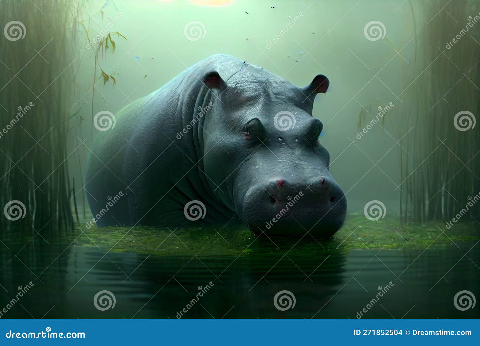 Big Hippo in the Swamp. AI Generated Stock Photo - Image of hippo ...