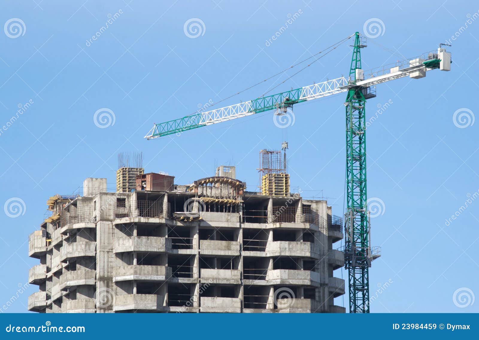 Big Hoisting Tower Crane and Building Isolated Stock Image - Image of ...